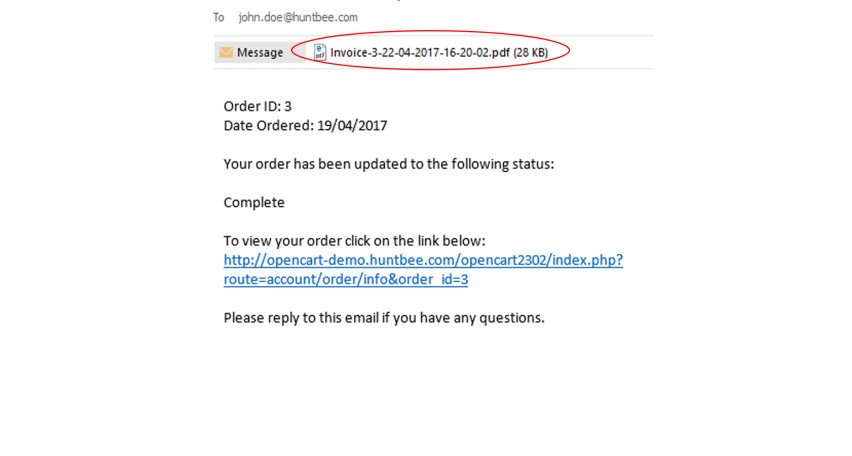 OpenCart PDF Invoice Generator and Email Attachment | Huntbee