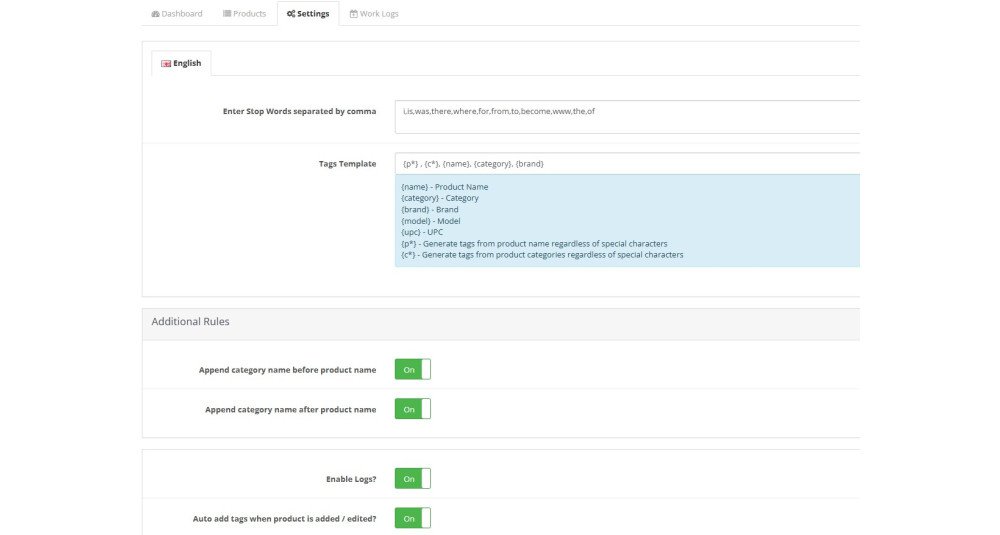 Generador masivo de etiquetas SEO en la página para OpenCart